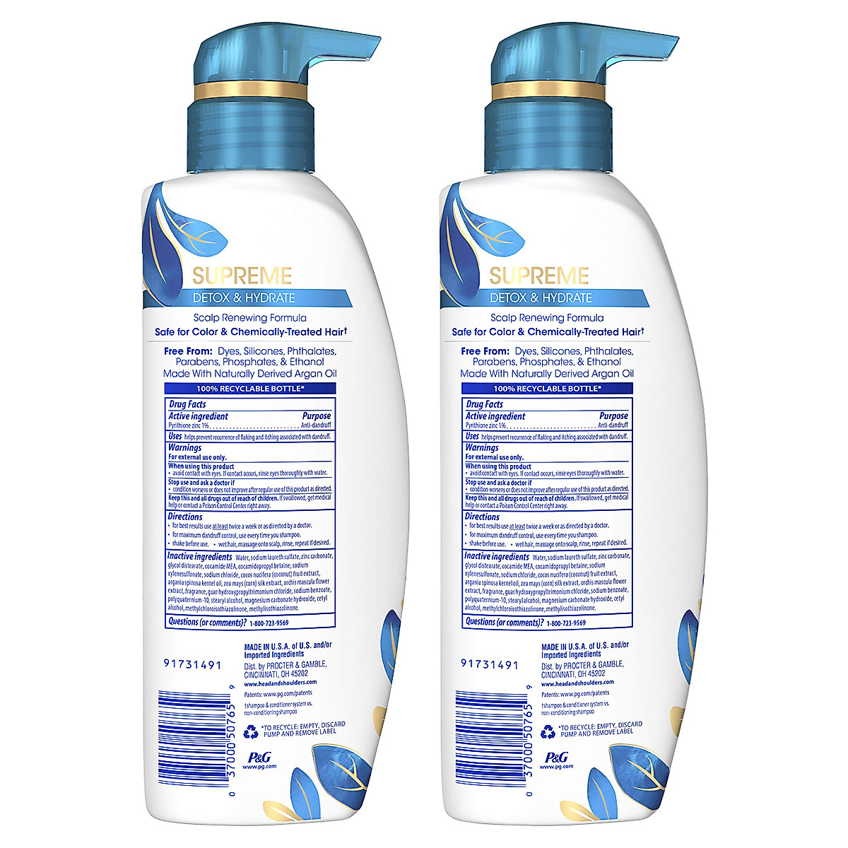 Head & Shoulders Detox and Hydrate Shampoo 11.8 Fl Oz Twin Pack