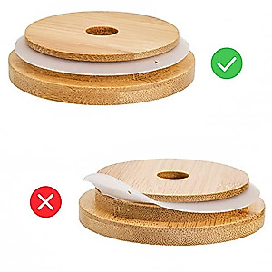 Peohud 4 Pack Mason Jars Cups with Lids and Straws, 22 Oz Reusable Smoothie Bubble Tea Cups, Wide Mouth Mason Jar Drinking Glasses Tumbler with Bamboo Lids for Juice Coffee Cocktail Milkshake