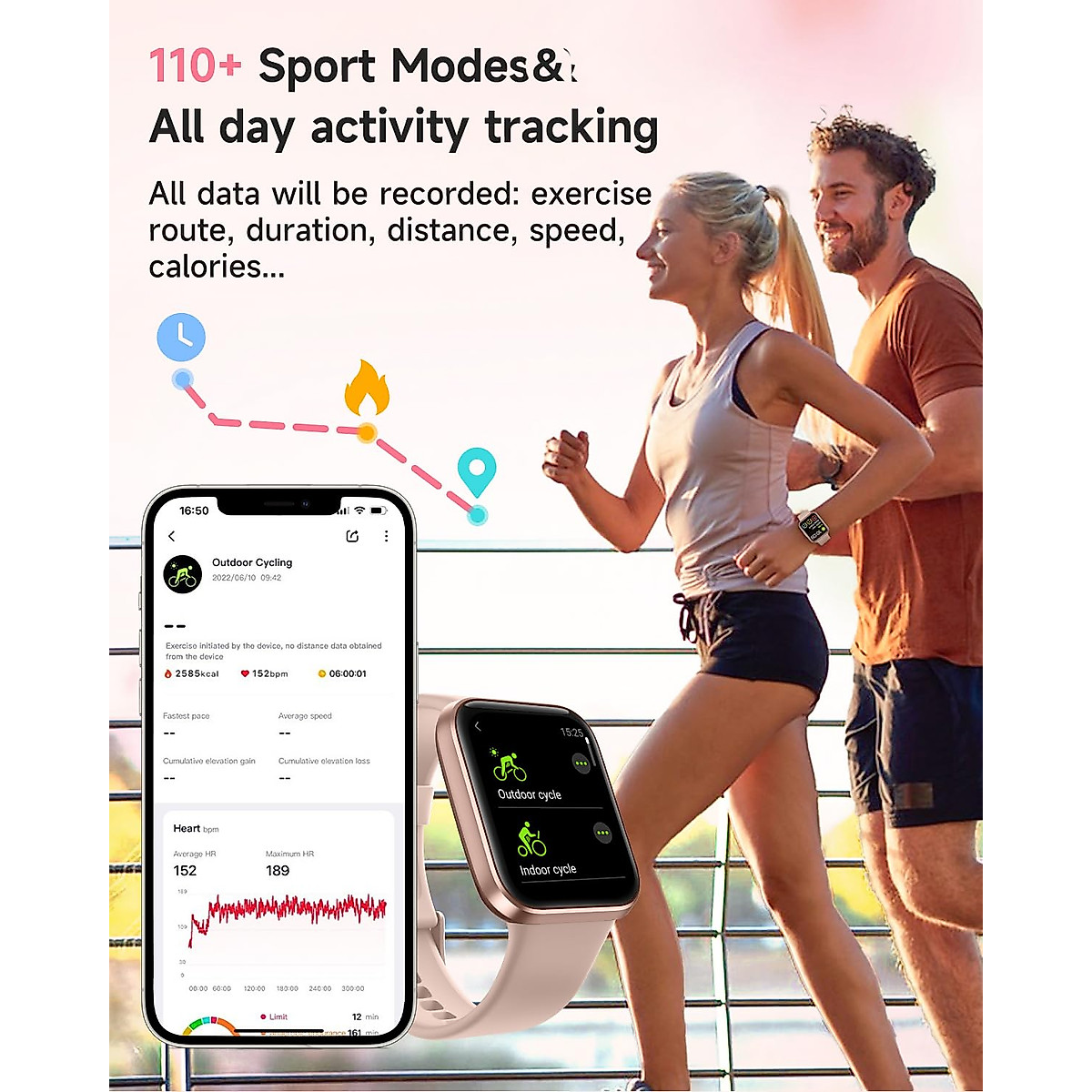 Smart Watch for Men Women(Call Receive/Dial), Alexa Built-in, 1.8" Touch Screen Fitness Tracker with Heart Rate Sleep Tracking, 100 Sports Modes, 5ATM Waterproof Smartwatch for Android iPhone, Pink