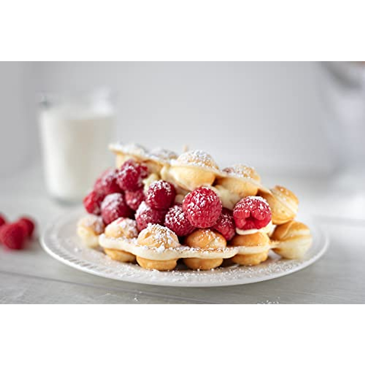 Bubble Waffle Maker- Electric Nonstick Hong Kong Egg Waffler Iron Griddle w Ready Indicator Light- Ready in under 5 Mins- Recipe Guide Included Make Homemade Ice Cream Cones Summer Pool Party Treat