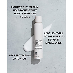 Authentic Beauty Concept Amplify Mousse | Volumizing Mousse | Lightweight Medium Hold Styling | Heat Protection | All Hair Types | Vegan & Cruelty-free | Silicone-free | 6.7 oz