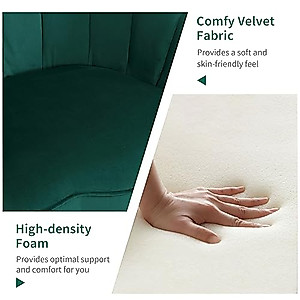 Sudwesto 360 Degree Swivel Barrel Chair, Velvet Upholstered Armchair, Round Accent Sofa Chair with Shell Back Design and Nailhead Trim, Swivel Club Chair for Living Room, Bedroom (Emerald)