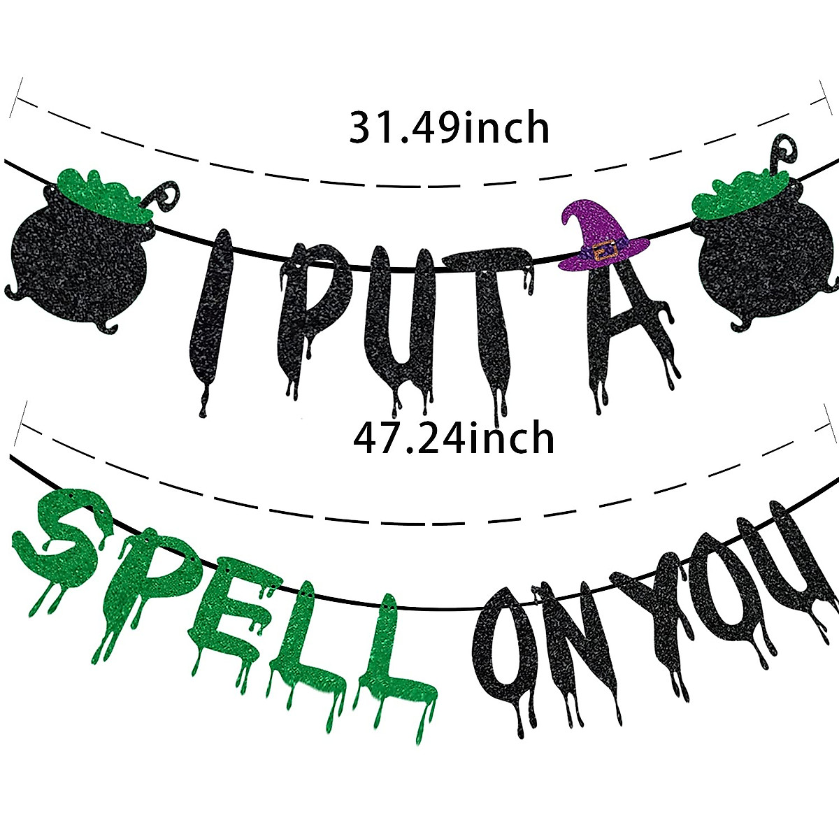 Glittery I PUT A SPELL ON You Banner, Hocus Pocus Halloween Decorations with Witch's Poison Sign, Witch Halloween Party Decorations, Hocus Pocus Decor,Halloween Party Decorations