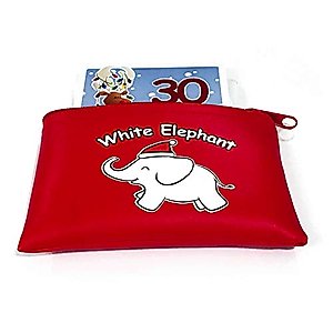 Apostrophe Games White Elephant Card Set, 50 Christmas Themed Cards and Carrying Pouch, White Elephant Exchange Card Set