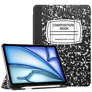 Fintie Case for iPad Air 11-inch M2 (2024), iPad Air 5th / 4th Generation (2022/2020) 10.9 Inch - SlimShell Hard Protective Back Cover with Pencil Holder, Composition Book