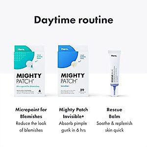 Mighty Patch Invisible+ from Hero Cosmetics - Daytime Hydrocolloid Acne Pimple Patches for Covering Zits and Blemishes, Ultra Thin Spot Stickers for Face and Skin, Vegan-friendly and Not Tested on Animals (39 Count)