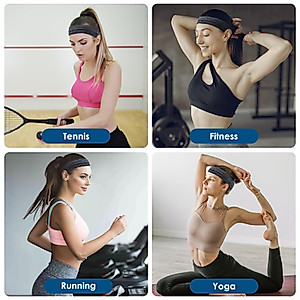 Sports Headbands for Women, 5 Pack Moisture Wicking Non Slip Sweatbands Fashionable Hairbands for Workout Yoga Running Gym