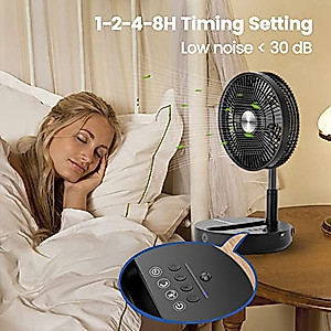 Primevolve 10" Portable Oscillating Fan, Up to 32 Hours Battery Operated Fan with Remote, Foldaway Fan with Adjustable Height, 4 Speeds & Timer, Rechargeable Fan for Bedroom Camping Travel