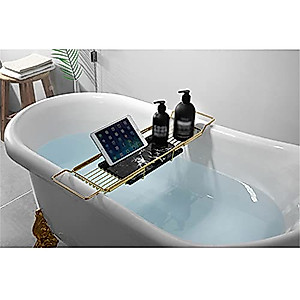 JAHH Home Brass Bathtub Tray Bath Tray Spa Bathtub Caddy Organizer Book Wine Tablet Holder Reading Rack Adjustable (Color : Style B)