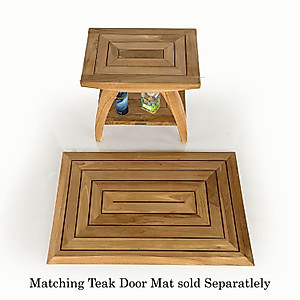 Indonesian Teak Shower Bench with Shelf 18 Inch Stool | Teak Wood Shower Stool & Spa| Waterproof Shower Bench for Indoor and Outdoor Use| Bathroom Stools for Adults Sitting