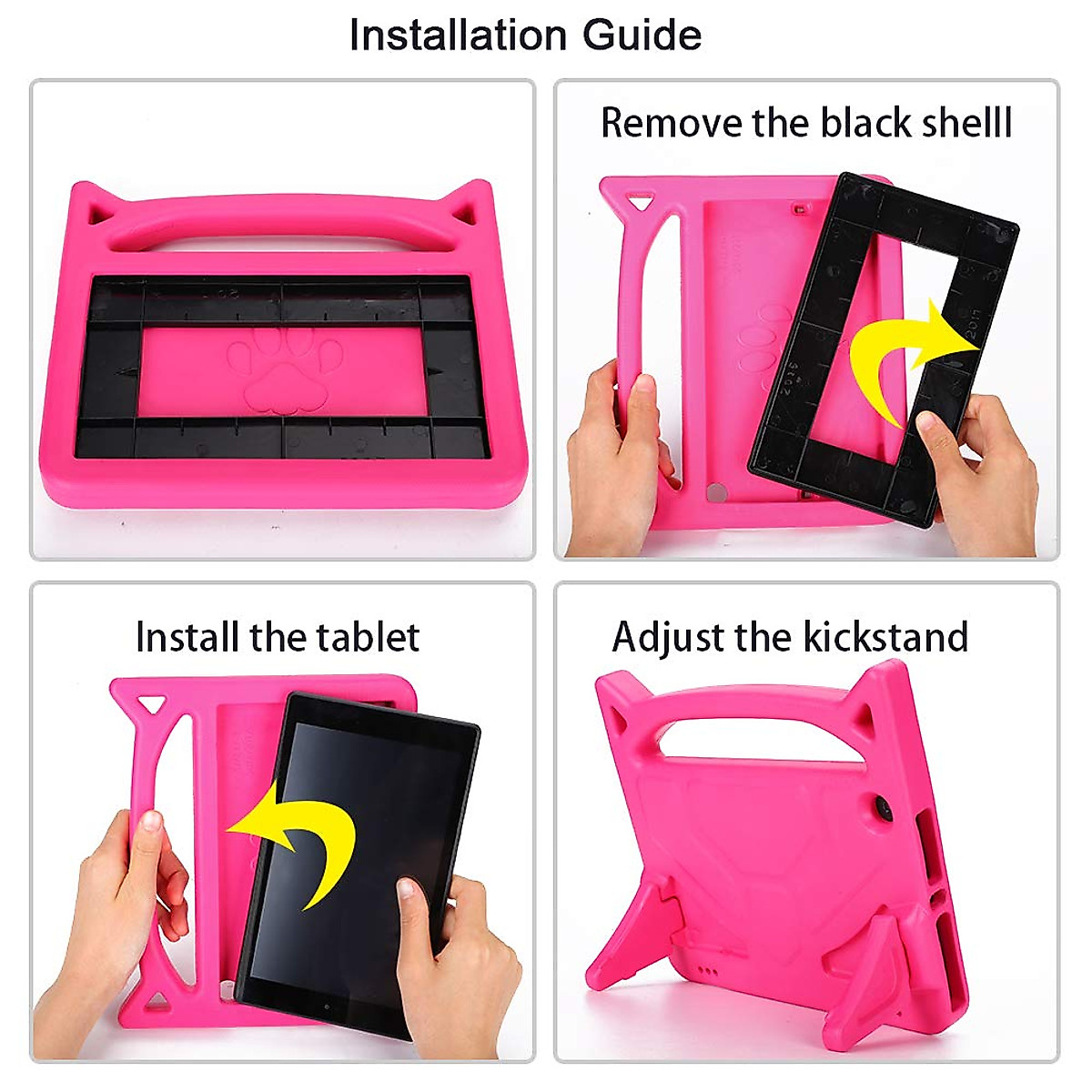 Fire HD 8 Tablet Case, Amazon Kindle Fire HD 8 Plus Tablet Case for Kids (2020/2022 Release,10th/12th Generation), Ubearkk Light Weight Shock Proof Handle Friendly Stand Protective Back Cover, Pink