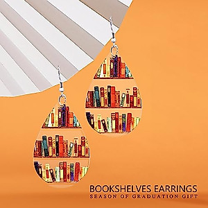 Ouligay Book Earrings Bookshelf Dangle Earrings for Book Lovers Gifts Teacher Earrings Acrylic Bookcase Earrings with Books Shelves Handmade Library Earrings for Teacher Appreciation Gifts