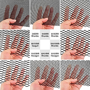 AggAuto Universal 40"x13" Car Grill Mesh - Aluminum Alloy Automotive Grille Insert Bumper 6x12mm Rhombic Hole, One of the Most Multifunctional Shape Grids 100x33cm Black