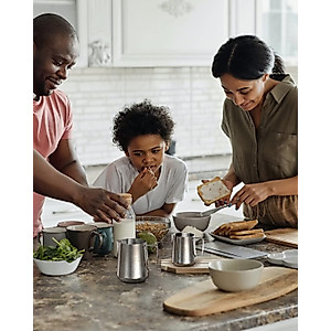 12 Ounces Stainless Steel Milk Frothing Pitcher, Measurements on Both Sides, Espresso Machine Accessories, Latte Art Cup with Insulated Handle, Creamer Pitcher for Single-Serve, No-drip or Spillage