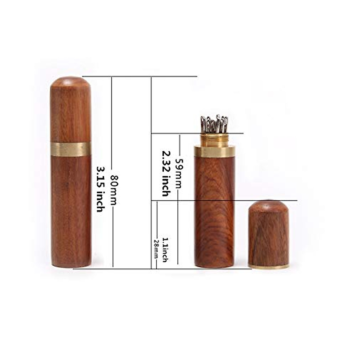 2PCS Hand Sewing Needles Storage Tube,Sandalwood Needle Embroidery Mending Housing Case Holder Storage Tools Durable Practical DIY Wooden Box Leather Knitting Craft Tools Brown and Dark Brown.