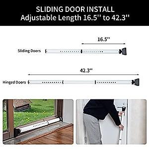 HonesaLoc 2-in-1 Door Security Bar & Sliding Patio Door Stopper Security Jammer Bar Child Proof Adjustable Constructed of High Grade Iron Window Doors Security Bars, White