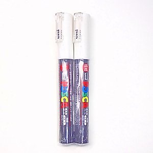 Uni Posca Paint Marker PC-1M White, 2 pens per Pack(Japan Import) [Komainu-Dou Original Package]