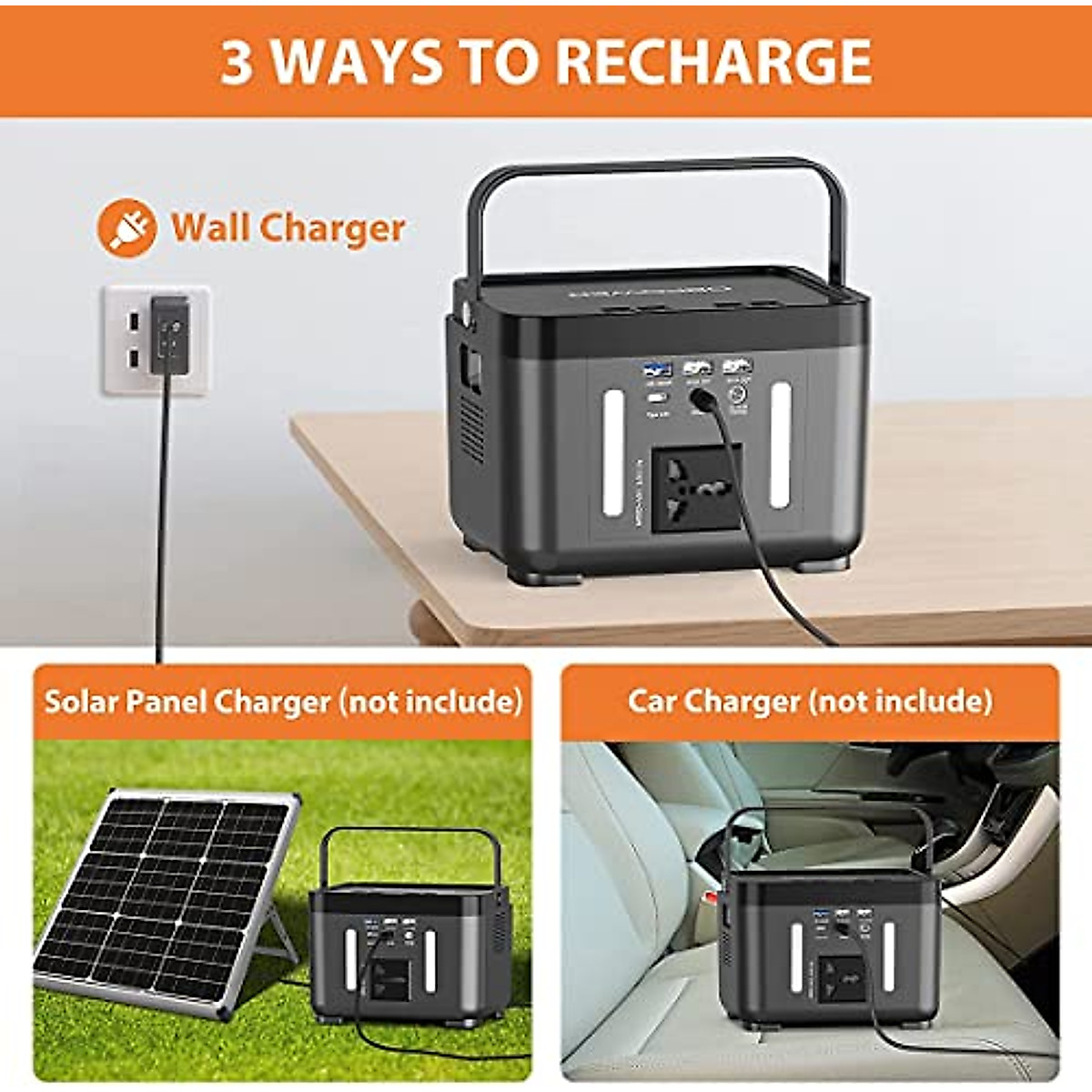 DBPOWER Portable Power Station, Peak 350W Backup Lithium Battery 250Wh 110V Pure Sine Wave AC Outlet Solar Generator Supply(Solar Panel Not Included) for Emergency Outdoor Camping Fishing Hunting CPAP