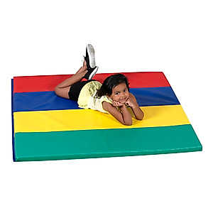 Children's Factory Rainbow Folding Gym Activity Mat, 4 ft x 4 ft, Cushioned Floor Mat for Kids, Daycare Floor Mat for Kids