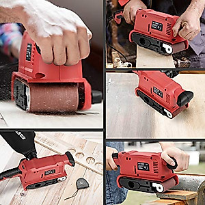 Excited Work 7Amp Belt Sander with 20 Pcs Sanding belt, 3 x 18 Inch Belt Sander with Screw Clamps,Dust bag — Sanders for Derusting, Stripping Paint and Polishing,EWBS01D