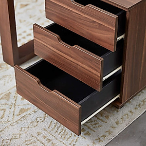 VICLLAX 3 Drawer Dresser Mobile Cabinet Under Desk Storage for Home Office, Fully Assembled Except Casters, Brown Walnut