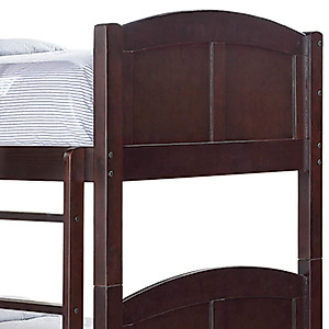 Benjara Arched Panel Design Twin Bunk Bed with Bookcases, Brown
