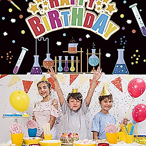 Science Party Backdrop Banner Decorations,Chemical Science Chemical Experiments Birthday Party Backdrop Background Banner Photo Booth Props Cake Table Decorations Supplies 71 x 49 inch
