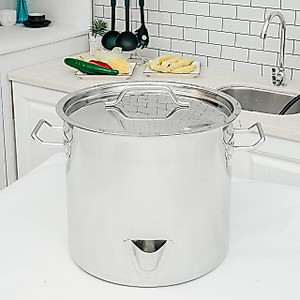 ARC 20QT Stainless Steel Tamale Steamer Pot w/Easy-fill Water Spout, Seafood Crab Steamer with Divider and Steamer Rack, 5 Gallon