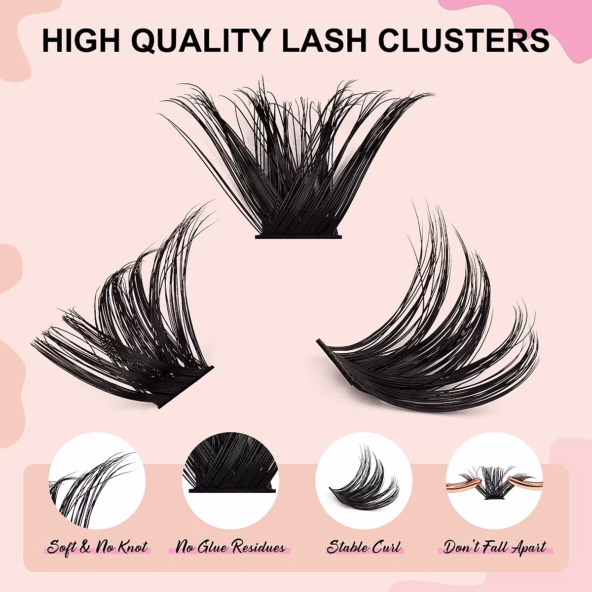 Lash Clusters 144 Pcs, Crislashes Cluster Lashes D Curl 12-18mm Mixed Fluffy Eyelash Clusters Wispy Manga Lashes Look Reusable at Home Lash Extension (Fluffy,D curl 12-18mm)