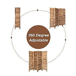 4 Panel Room Dividers, 5.6 FT Tall Room Dividers and Folding Privacy Screens, Partition Room Dividers, Wood Room Divider Style, Decorative Room(Natural)