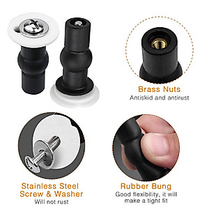 SelfTek 4 Pack Hinge Bolt Screws Toilet Seat Fixings Fix Expanding Rubber Top Nuts Screws Mount Seat Hardware Replacement Parts Kit