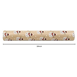 RUSPEPA Christmas Wrapping Paper, Kraft Paper - Christmas Design with Snowman - 24 inches x 100 feet, Jumbo Roll