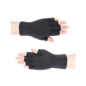 SATINIOR 2 Pair Unisex Half Finger Gloves Winter Stretchy Knit Fingerless Gloves in Common Size
