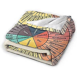 Wheel of Emotions Feelings Blankets Flannel Fleece Blanket Soft Lightweight Plush Christmas Throw Blankets for Women Men Kid Warm Cozy 80"x60" Microfiber Blankets for Couch