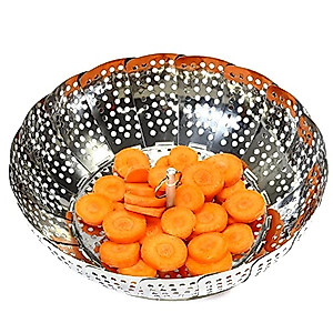 Chef Craft Classic Steamer Basket, 6 inch Diameter 9.5 inch Expanded, Stainless Steel