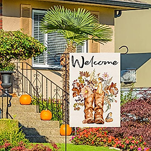 Balgardekor Welcome Boots Garden Flag Cowboys Flag Cowgirl themed garden flag decorative Flag Vertical Double Sided Flower Bird Spring Summer Autumn Fall Yard Outdoor Decor 12.5 x 18 Inches(Welcome Boots)