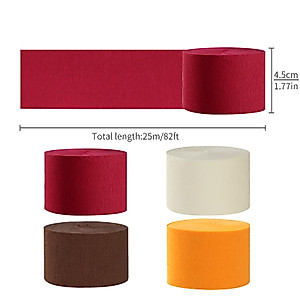 Beige-Orange Brown Fall Party-Decorations Streamers - 8 Rolls Boho Neutral Autumn Baby Shower Thanksgiving Harvest Crepe Tissue Paper Streamer,Birthday Bridal Engagement Wedding Garland Decor Panduola