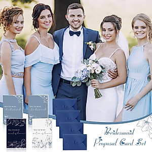 Glenmal 16 Pcs Will You Be My Bridesmaid Cards with Envelopes Bridesmaid Proposal Card Maid of Honor Invited Wedding Bridal Shower Favor (Blue)