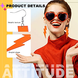 Yinkin 6 Pairs 80s 90s Neon Earrings for Women Retro Neon Earring for 80s 90s Women Outfit Accessories, 6 Colors(Lightning)