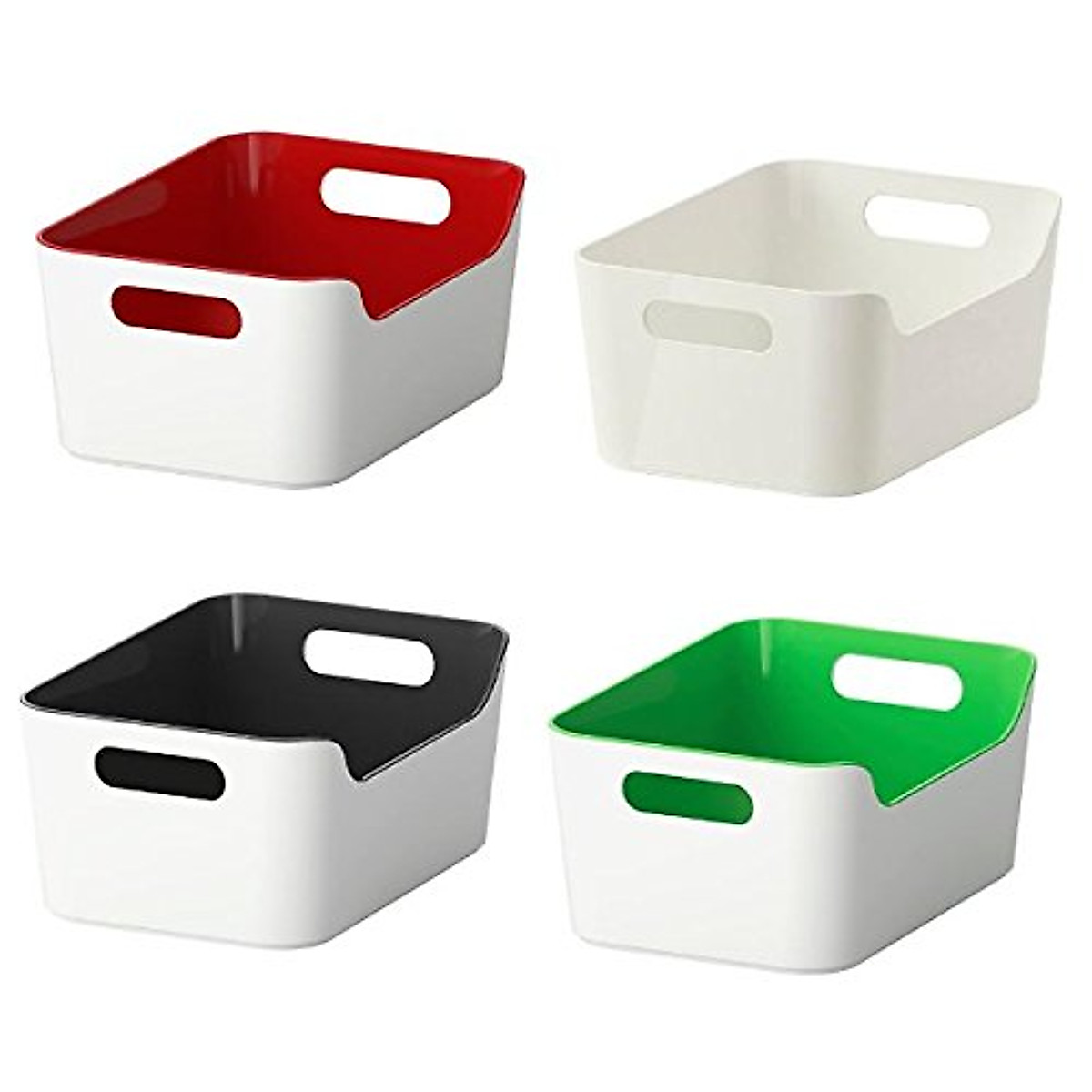 VARIERA Open Storage Box,Kitchen Cabinet and Pantry Storage Organizer Bin - Two Cut-Out Handles That Make 9.4 x 6.75 x 4.3 Inches (Black /White)