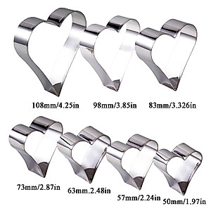 TINGSING Heart Cookie Cutter, 7 Piece Valentines Heart Shaped Cookie Cutters-4.25'', 3.85'', 3.26'', 2.87'', 2.48'', 2.24'',1.97'' Stainless Steel Fondant Biscuit Cutters Mold for Wedding, Anniversary