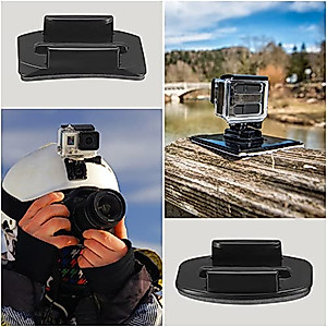 18 Set Helmet Adhesive Sticky Mounts, Flat Curved Adhesive Helmet Sticky Mounts with Accessories Kit, Compatible with GoPro Hero 10/9/8/7, Fusion, 6/5/4, Session, 3+/3/2/1, Action Camera
