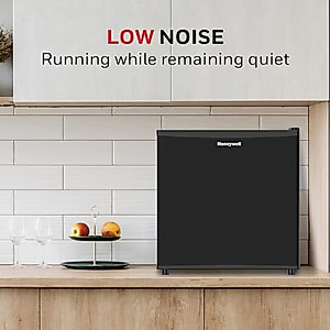 Honeywell Mini Compact Freezer Countertop, 1.1 Cubic Feet, Single Door Upright Freezer with Reversible Door, Removable Shelves, for Home, Dorms, Apartment, Office- Black