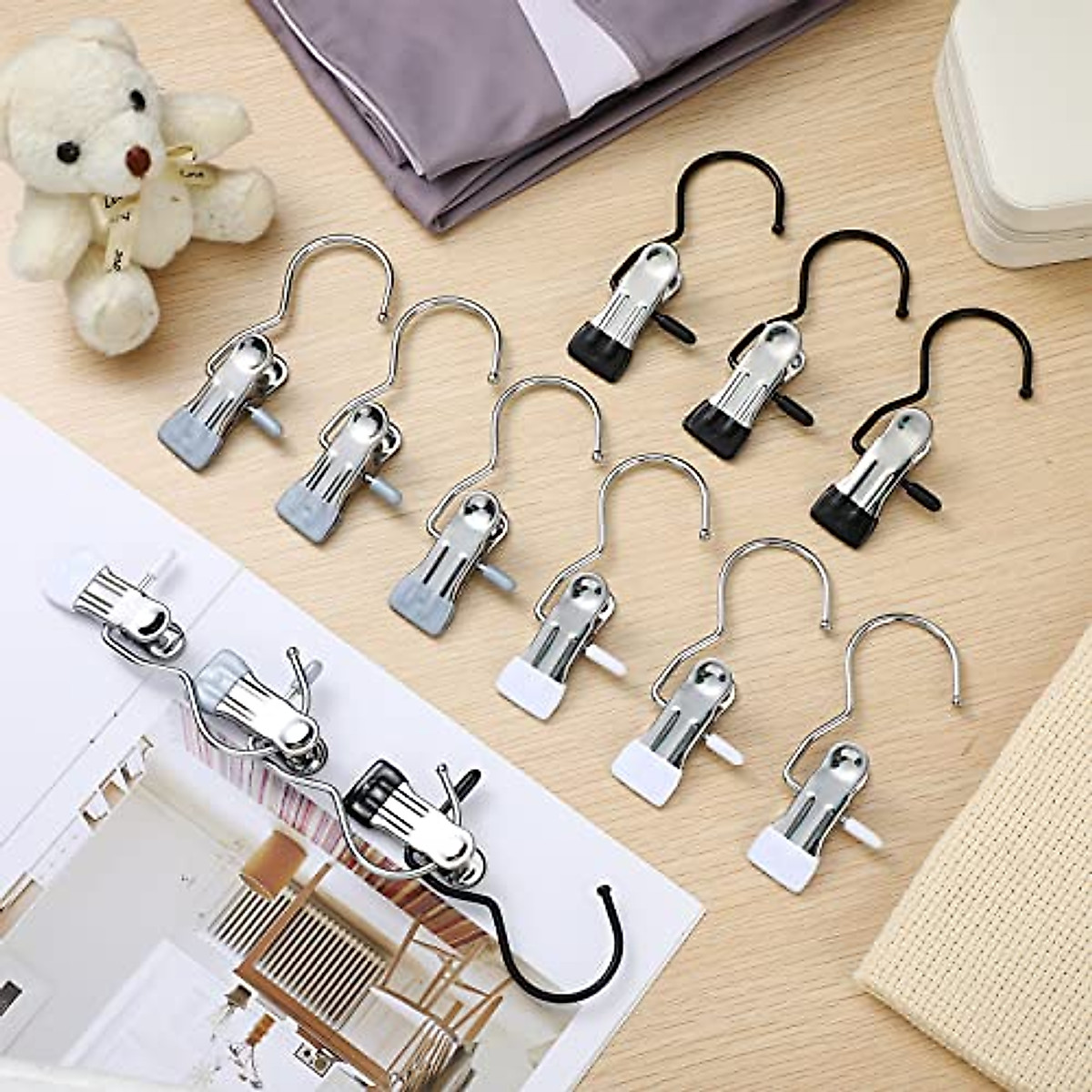 Rtteri 48 Pieces Boot Hangers Clips 360 Rotating Laundry Hooks Hanging Clamp Space Saving Clothes Pins Socks Towel Clips Portable Multifunctional Heavy Duty Clothespins Space Saving for Closet Jeans