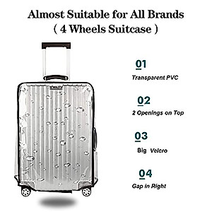 Suitcase Cover for 20" Luggage TSA Approved Clear PVC Thickened Protective Sleeve Cover for Wheeled Luggage Waterproof