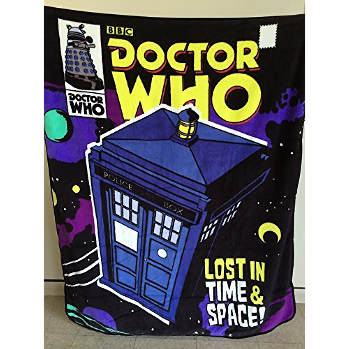 DOCTOR WHO "Lost in Time & Space!" RASCHEL THROW BLANKET
