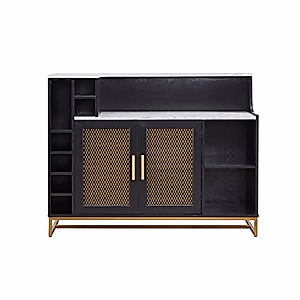 Home Source Black Accent Bar Cabinet with Mesh Door