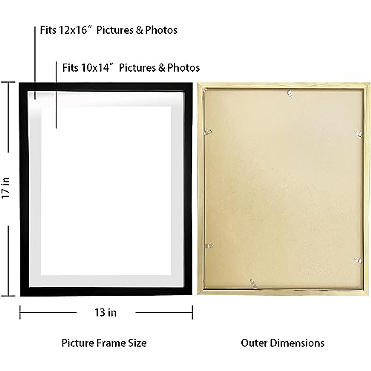 Betionol Picture Frame Set of 2, Display 12x16in/30x40cm Diamond Painting Pictures or Photos, Black and White Natural Solid Wood Diamond Painting Frame with Plexiglass, Back Mat And Hanging Kit