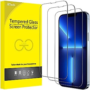 JETech Full Coverage Screen Protector for iPhone 13 Pro Max 6.7-Inch, 9H Tempered Glass Film Case-Friendly, HD Clear, 3-Pack