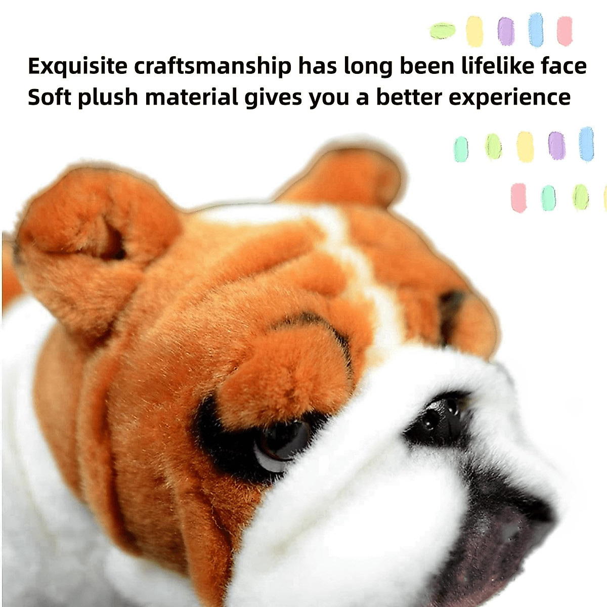 Lifelike Bulldog Plush-11.8" Bulldog Stuffed Animal,Soft Dog Stuffed Animals for Boy,Stuffed Plush for Girls and Boys,Stuffed Bulldog Plush for Kids, Kids' Plush Toy Pillows,Hugging Pillow